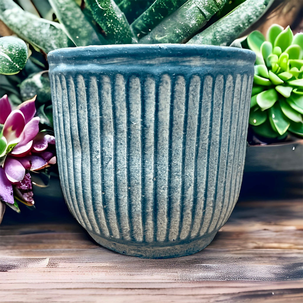 Blue-Wash Textured Plant Cover Pot – The Lily Pot